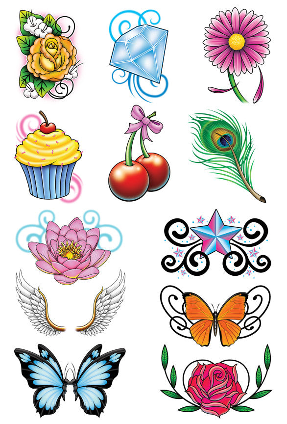 Whimsical Mix Temporary Tattoo Set | Tatt Me Temporary Tattoos